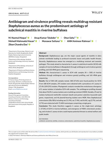 Pdf Antibiogram And Virulence Profiling Reveals Multidrug Resistant Staphylococcus Aureus As