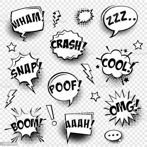 하프톤 그림자와 텍스트 문구만화 스피치 버블 벡터 핸드 그린 복고풍 만화 스티커 팝 아트 스타일 만화책에 대한 스톡 벡터 아트 및 기타 이미지 Istock