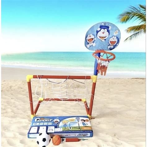 Jual Mainan Olahraga Gawang Sepakbola Dan Ring Basket 2 In 1 Seri Doraemon Doremon Shopee