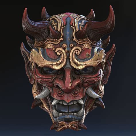 Japanese Oni Mask Paul Carstens Oni Mask Chinese Samurai Mask Art