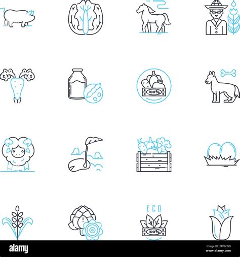 Horticulture Linear Icons Set Seeds Soil Watering Pruning Fertilizer Harvest Mulch Line