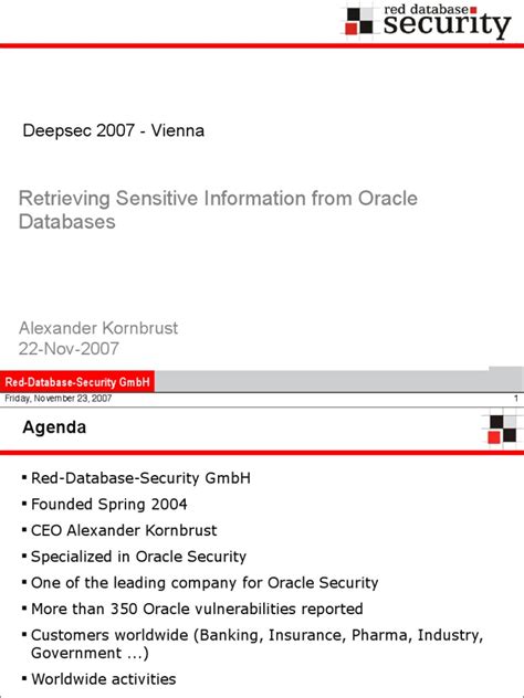 Retrieving Sensitive Information From Oracle Databases Deepsec 2007