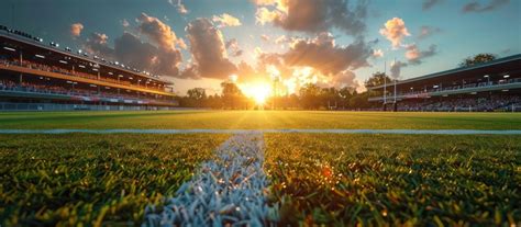Rugby Stadium At Sunset Premium Ai Generated Image