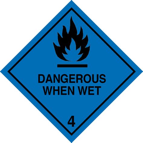 Class 43 Placard Dangerous When Wet Label Bseenbsafe