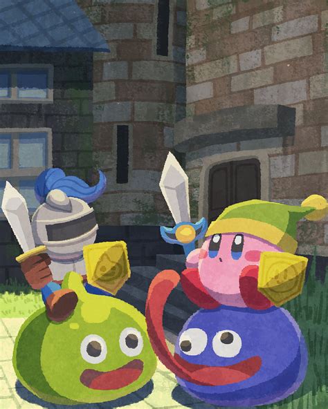 Kirby Slime Gooey And Sword Kirby Dragon Quest And 2 More Drawn By