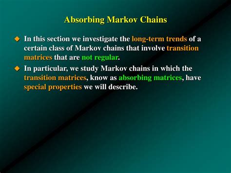 ppt markov chains regular markov chains absorbing markov chains