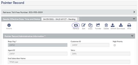 tfnregistry ui how do i use the retrieve refresh icon for a pad somos