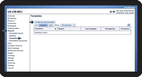 setting up a new report template cleanmanager