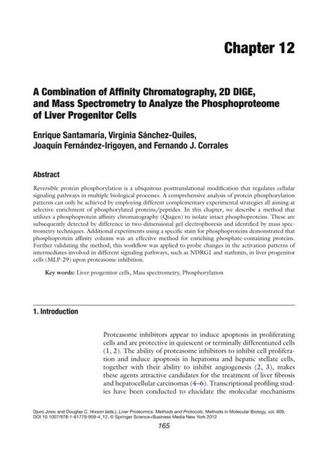 pdf liver proteomics a combination of affinity chromatography 2d