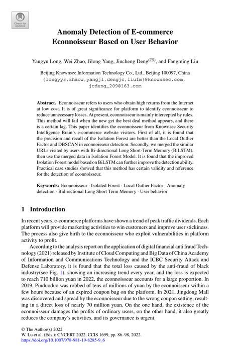 Pdf Anomaly Detection Of E Commerce Econnoisseur Based On User Behavior