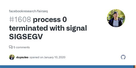 process 0 terminated with signal sigsegv · issue 1608