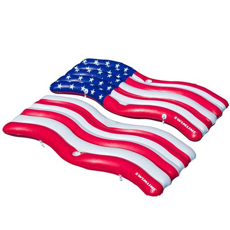 Swimline Vinyl Inflatable Americana Flag Lake Connectormat Pool Float