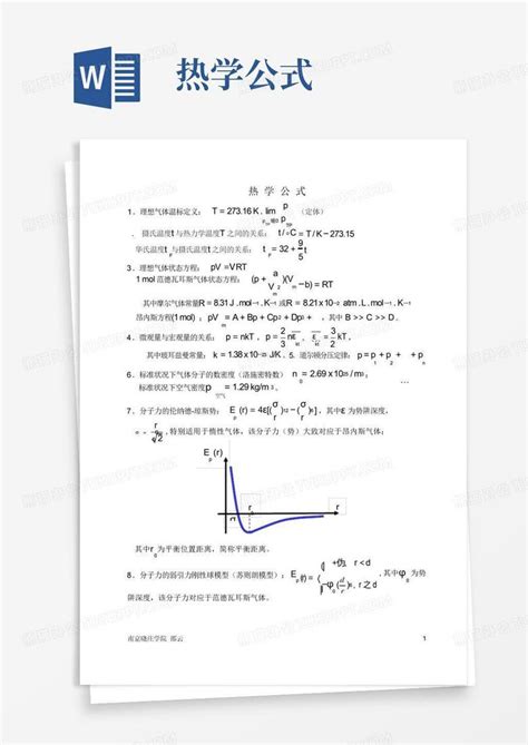 热学公式word模板下载 编号qvzakwoj 熊猫办公