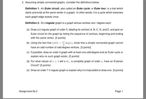 solved 2 assuming simple connected graphs consider the