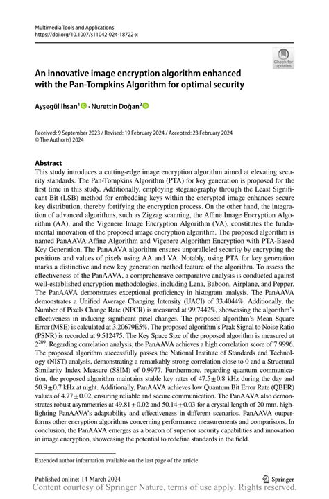Pdf An Innovative Image Encryption Algorithm Enhanced With The Pan