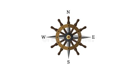 Nautical Ship Wheel With Compass Directions Vector Illustration For