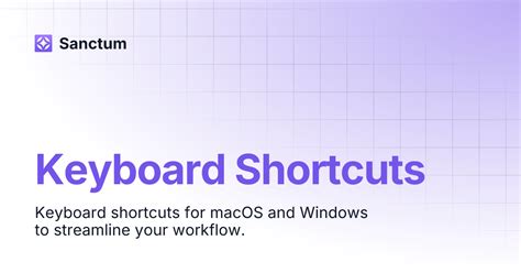 keyboard shortcuts sanctum