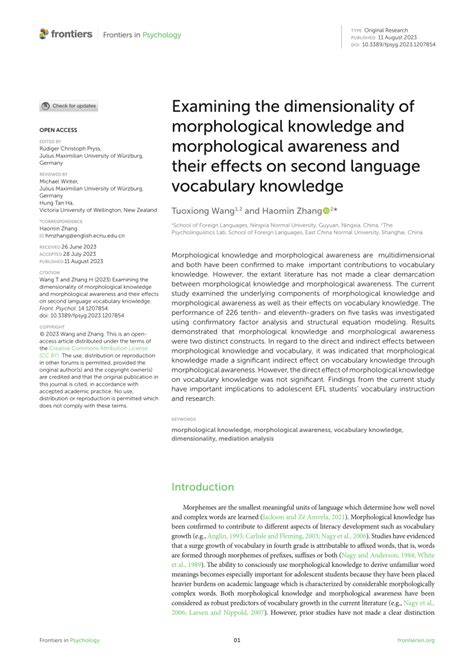 Pdf Examining The Dimensionality Of Morphological Knowledge And