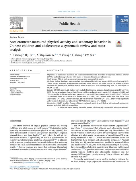 Pdf Accelerometer Measured Physical Activity And Sedentary Behavior