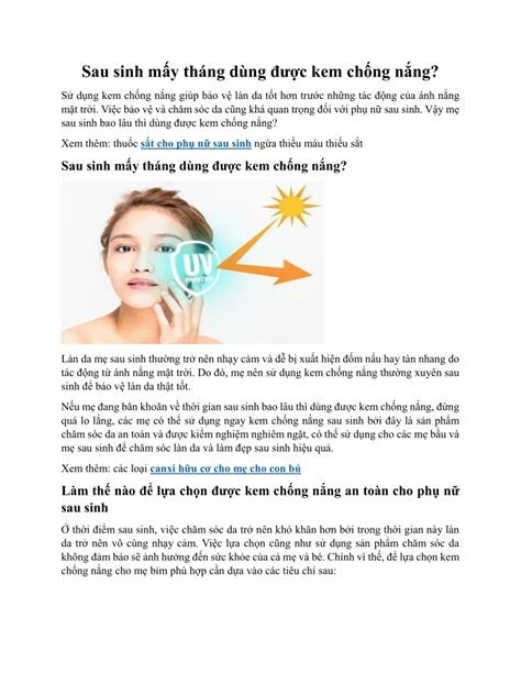 PPT Sau sinh mấy tháng dùng được kem chống nắng PowerPoint Presentation ID