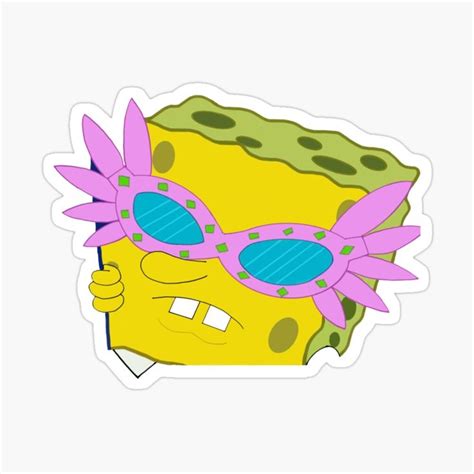 Spongebob With Pink Glasses Sticker For Sale By Dudilyra Stickers