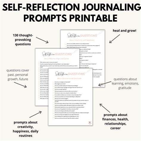 Self Reflection Journal Prompts For Women Wellness Journal Printable