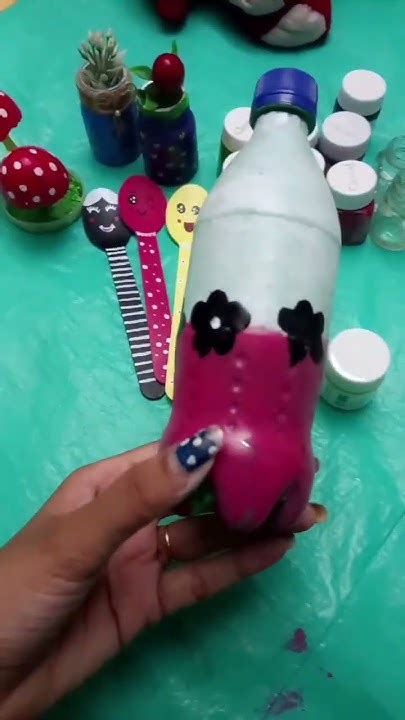 Waste Mini Coldrinks Bottle Painting 🌼🌱 Youtubeshorts Subscribe