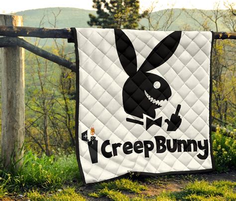 Halloween Premium Quilt Creep Bunny Sharp Teeth Rabbit Silhouette