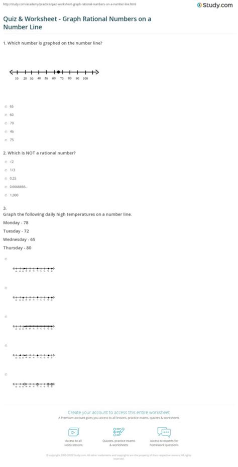 Rational Numbers Number Line Worksheet