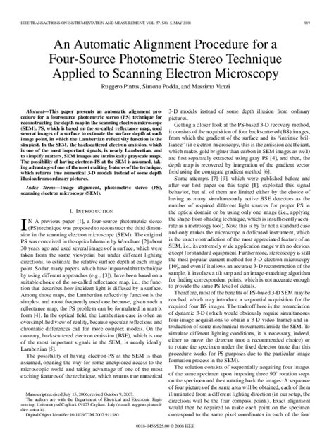 Pdf An Automatic Alignment Procedure For A Four Source Photometric Stereo Technique Applied To