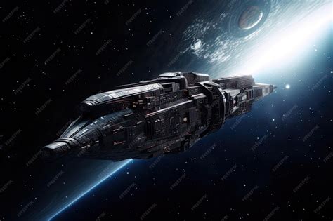 Crucero Intergaláctico Que Viaja A Través De La Inmensidad Del Espacio