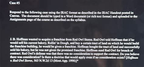 Solved Case H5respond To The Following Case Using The Irac