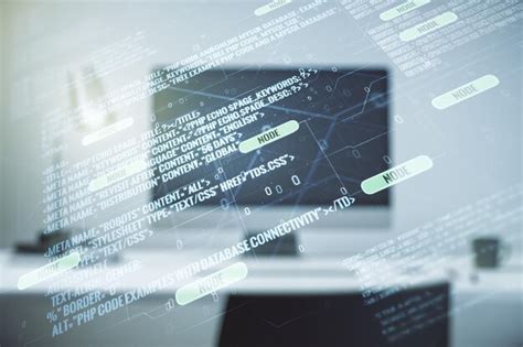 Premium Photo Multi Exposure Of Abstract Software Development