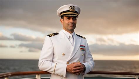 Premium Photo Naval Captain In Uniform Stands Proudly On Ship Deck
