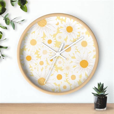 Floral Wall Clock Daisy Clock Wooden Flower Clock Daisies Wood Wall
