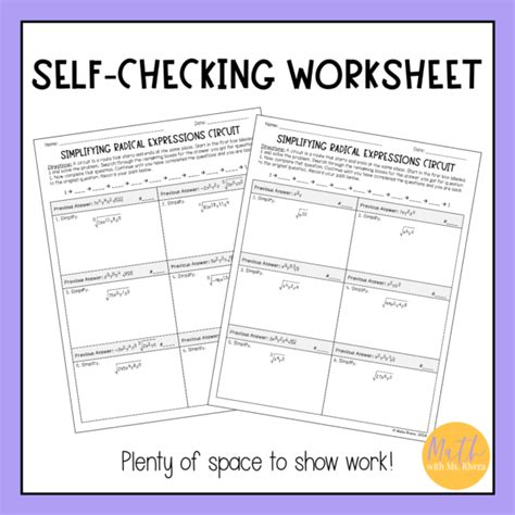 Simplifying Radical Expressions With Variables Differentiated Circuit Worksheet For Algebra 2