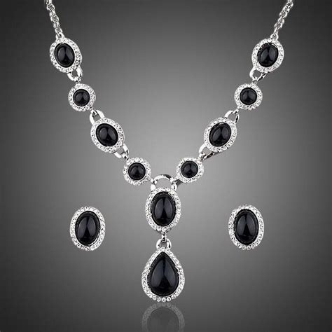 Black Crystal Jewelry Set Khaista