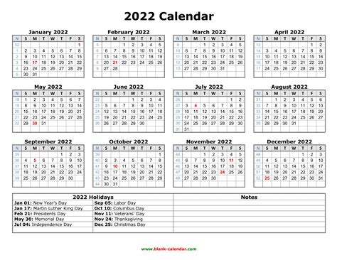 Printable Monthly Calendar With Holidays 2022 Printable Word Searches