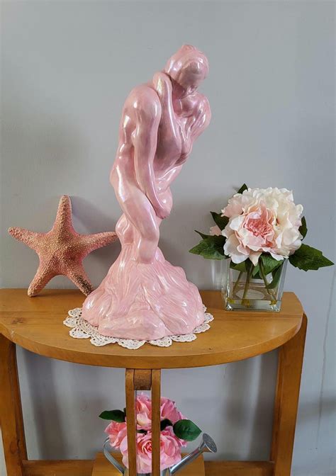 Vintage Xl Mcm Loverd Nude Kissing Couple Porcelain Figurine 15 12