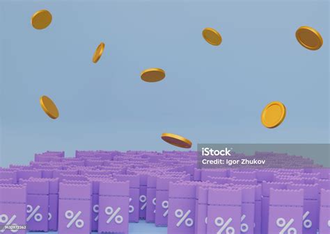 3d 보라색 쿠폰과 연한 파란색 배경에 비행 금화 바우처 선물 일정 비율 할인이 적용된 티켓입니다 3d 렌더링 그림 3차원 형태에 대한 스톡 사진 및 기타 이미지 Istock