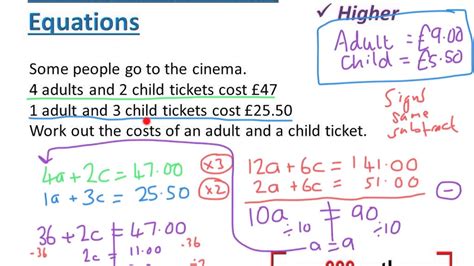 Simultaneous Equations Word Problems Gcse