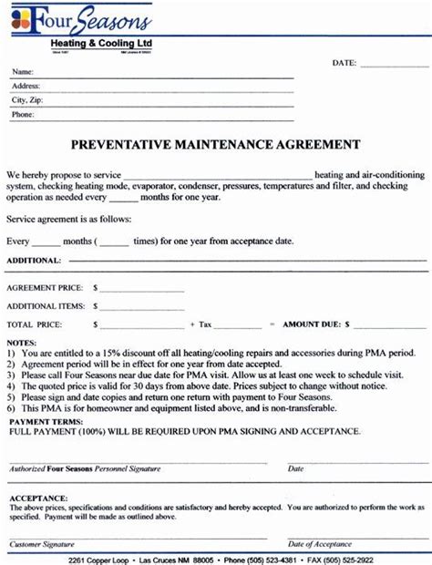 Hvac Maintenance Contract Template