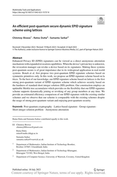 an efficient post quantum secure dynamic epid signature scheme using