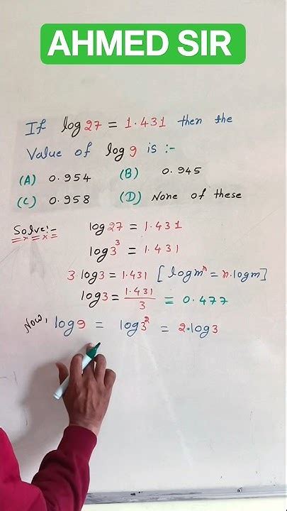 Given Log27 1431 Find The Value Of Log9 Shorts Ytshort Youtube