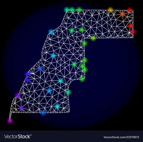 Polygonal Carcass Mesh Map Western Sahara Vector Image