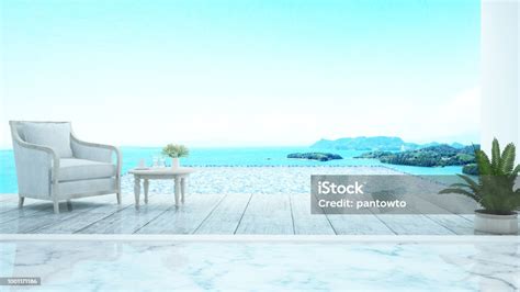 호텔에서 수영장 갑판에 수영장수영장 테라스와 수영장 바다 전망 및 섬 파노라마 바다 전망 거실 보거나 리조트여름 시간에 대 한 아트 워크3d 렌더링 풀사이드에 대한 스톡
