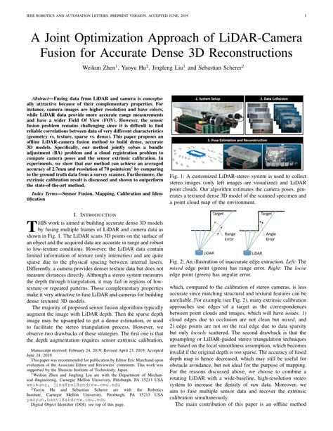 PDF A Joint Optimization Approach Of LiDAR Camera Fusion For Accurate Dense D Reconstructions