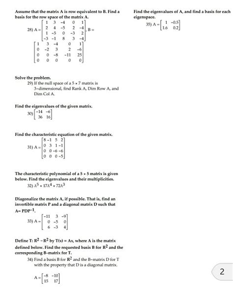 Solved Assume That The Matrix A Is Row Equivalent To B Find Chegg