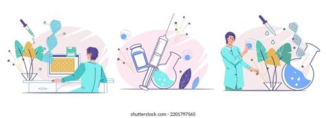 Scientists Research Dna Bio Processes Laboratory Stock Vector Royalty Free 2201797565