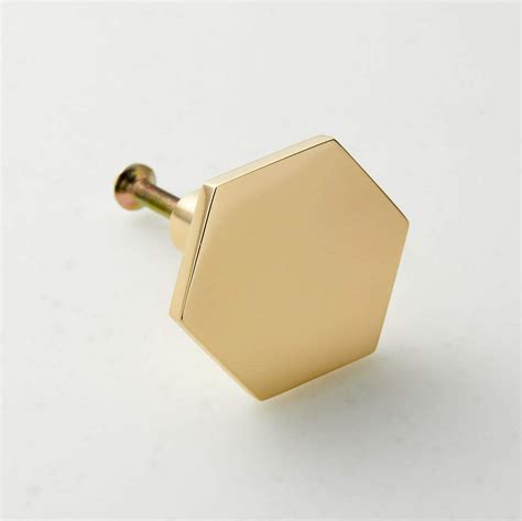 Hex Brushed Brass Knob Cb2 Ksa